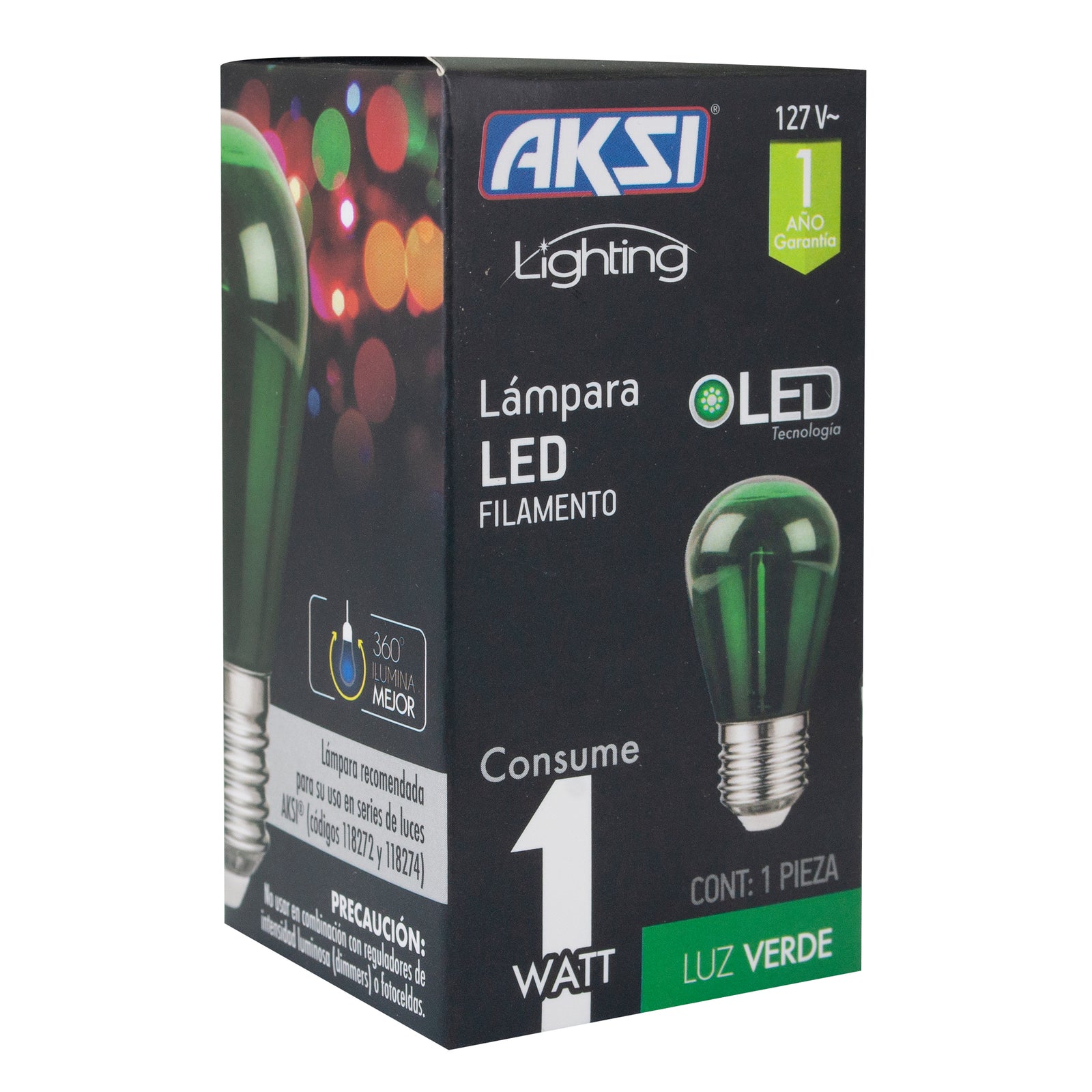 Foco Aksi LED 1W S14 verde - La nueva eléctrica