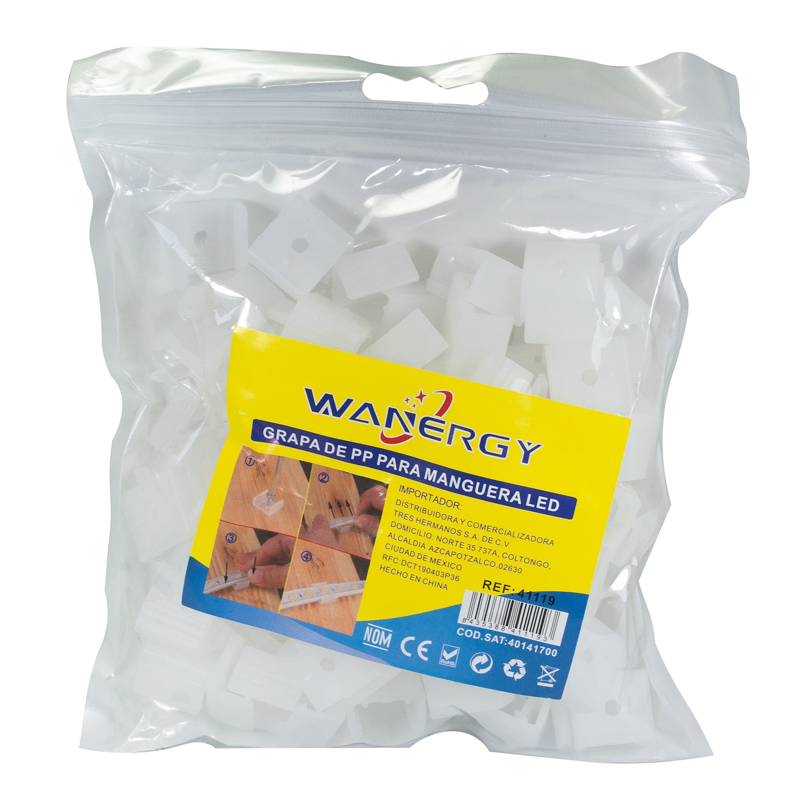 Grapa PVC para manguera 5050-doble LED 10 mm 100 piezas - La nueva elé