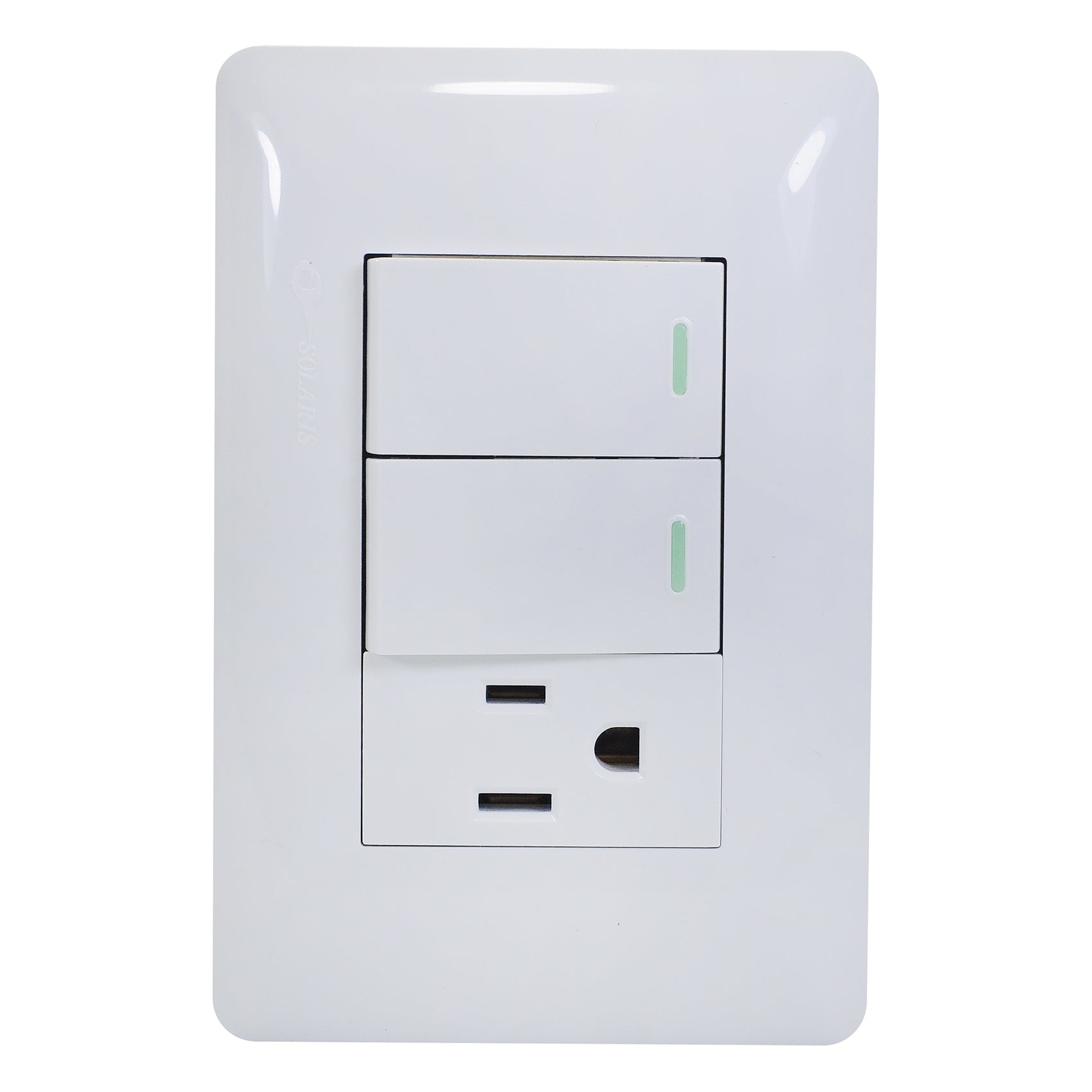 Placa Solaris Eco con 2 apagadores 1 contacto - La nueva eléctrica