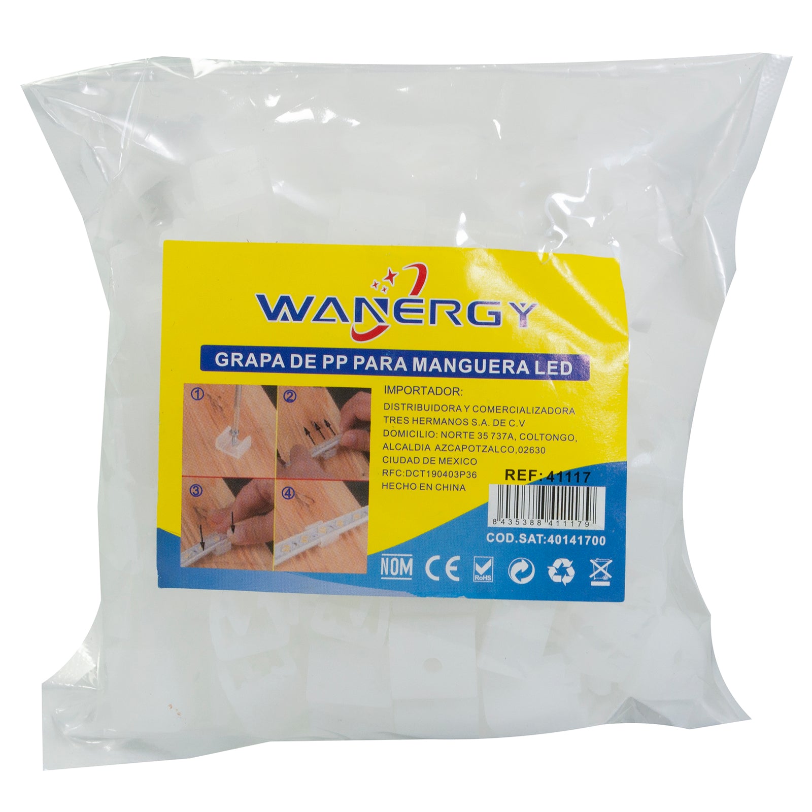 Grapa Wanergy PVC para manguera neón 8x16 mm 100 piezas - La nueva elé